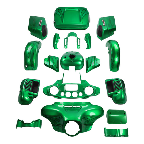 HR3 Flake Candy Green Complete Body Fairing Kit For Harley CVO Street
