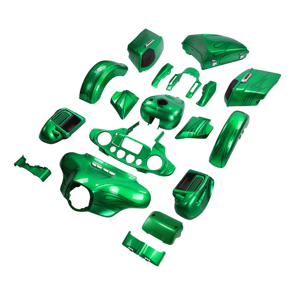 HR3 Flake Candy Green Complete Body Fairing Kit For Harley CVO Street